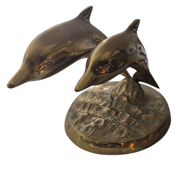 Accents | Vintage Brass Dolphin Figurine Statue On Wave Base ...